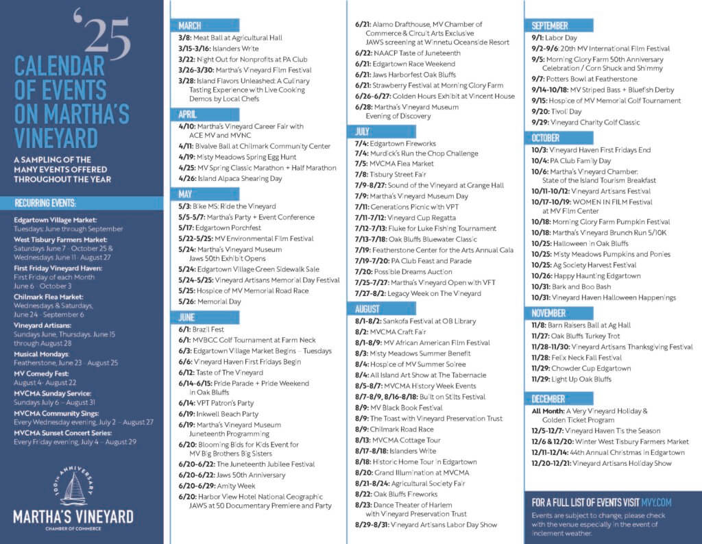 Martha's Vineyard Events Calendar
